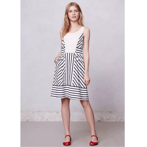 Anthropologie | Dresses | Maeve Chessia Striped Lace Yoke Dress | Poshmark